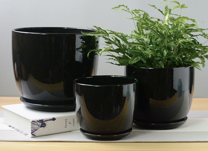 Shine Black Ceramic Vase 🌳 Flower Pot / Pasu Seramik / Pasu Bunga ...