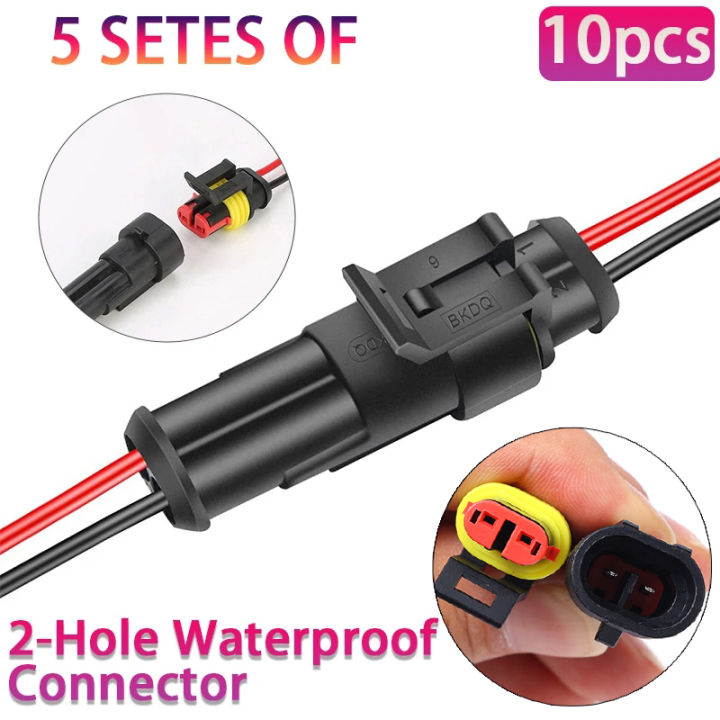 5 Sets Waterproof Automotive Male Female Electrical Connectors Plug 2 ...