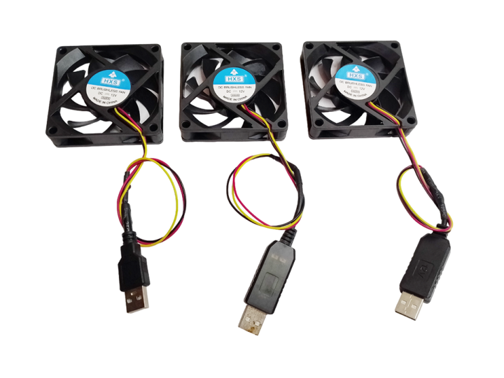DIY ELECTRONICS DC BRUSHLESS FAN 12V 70mm HXS w/ USB MALE, MINI COOLING ...