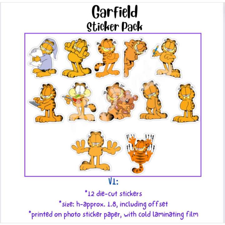 Garfield Sticker Pack Fanmade Cute Deco Aesthetic Cartoon | Lazada PH