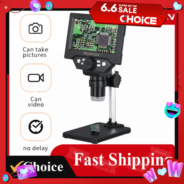 Digital Microscope for Soldering 5.5 Inch Large Base LCD Display 8LED ...