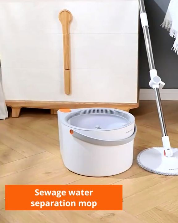Joybos Self Wash Spin Mop M16 White Spinner Flat 360 Rotating Cleaner With Turbo Flushing Bucket ...