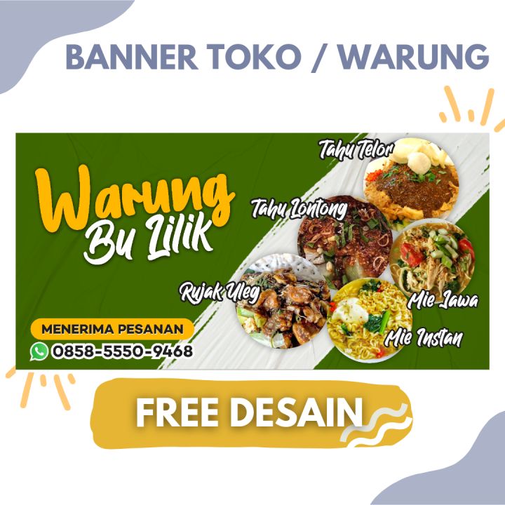 BANNER TOKO SPANDUK WARUNG USAHA JUALAN MAKANAN MINUMAN 2X1 METER ...