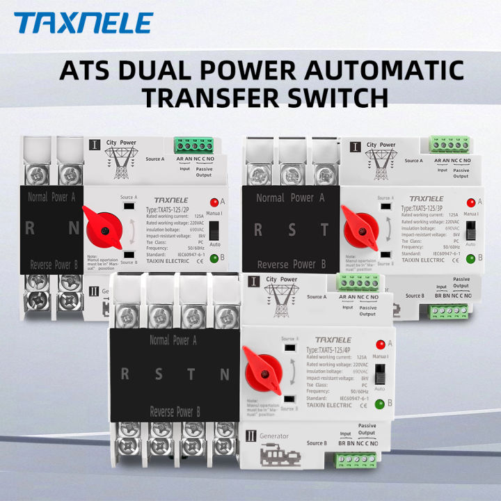 MCB type Dual Power Automatic transfer switch 2P 3P 4P 63A 100A 125A ATS Circuit Breaker ...