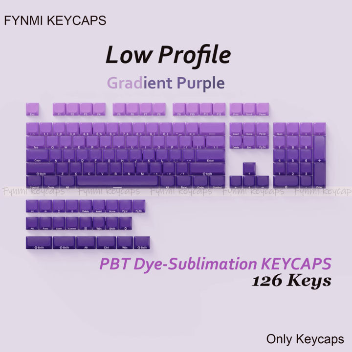 Fynmi Low Profile White Black Gradient Purple Keycaps PBT Dye ...