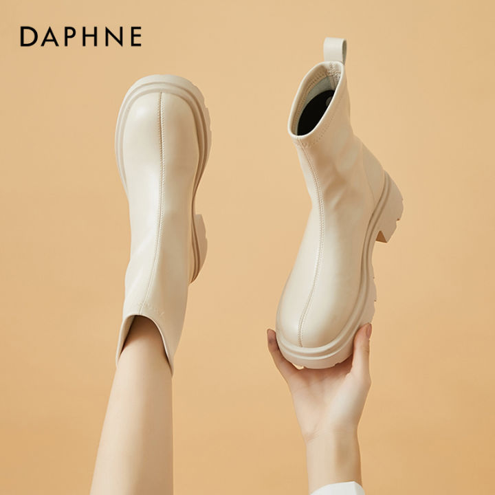 รองเท้าบูทสั้น Daphne Chelsea ผู้หญิง ฤดูใบไม้ร่วง ฤดูหนาว ผ้าขนแกะ ...