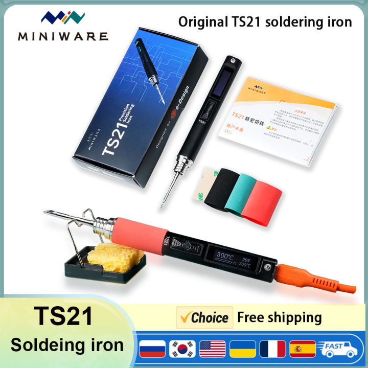 MINIWARE TS21 Portable Soldering Iron 100-450℃ Adjustable Temperature ...