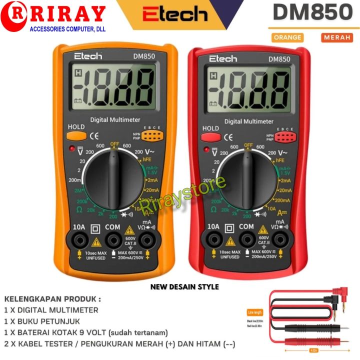 Alat Tester Pengukur Digital Avometer Multimeter Multitester ETECH ...