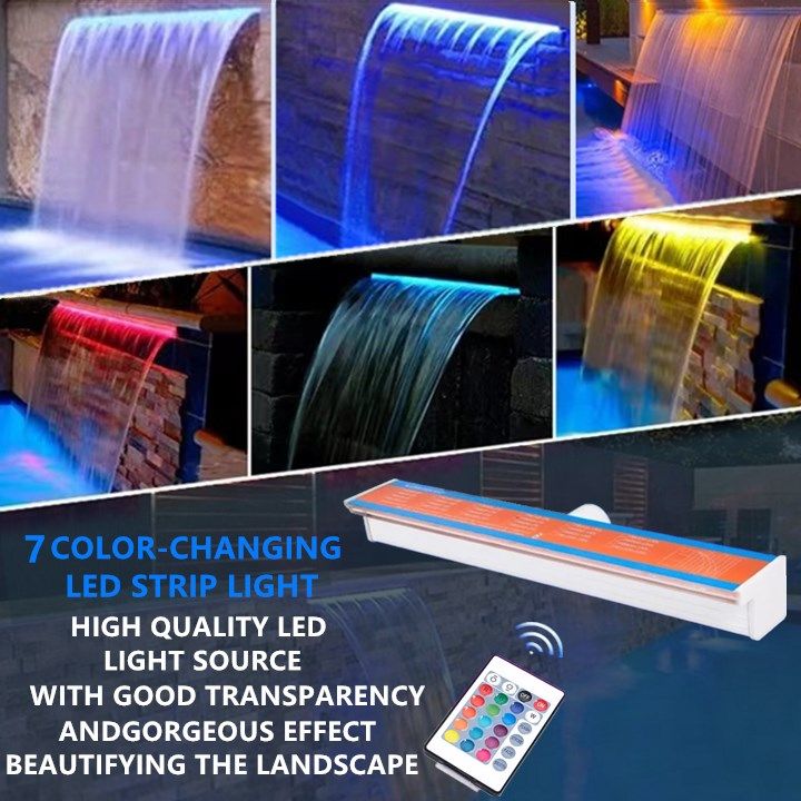 Pool Water Descent Spillway Waterfall fountain Swimming pool light ...