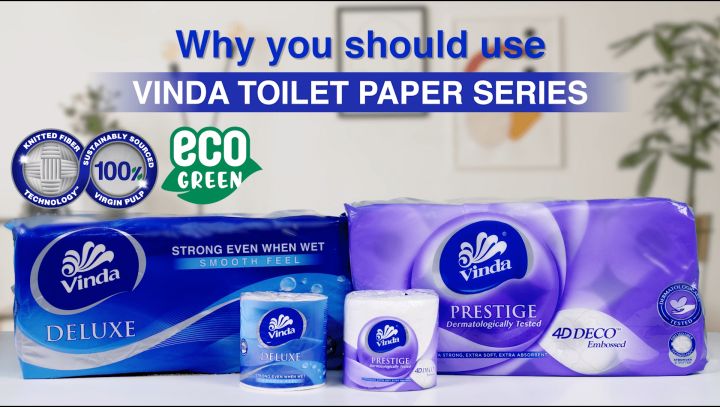 [Bundle of 2/4] Vinda Deluxe 3 Ply Smooth Feel Toilet Paper Roll ...