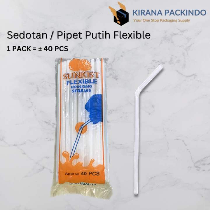 Sedotan Plastik Minuman / Pipet Putih Bengkok Merk Sunkist - isi ± ...