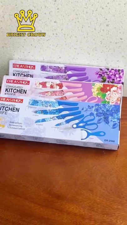 Bright Crown Pisau Set 6 Pcs Corak Bunga Bahan Stainless Steel Tajam ...