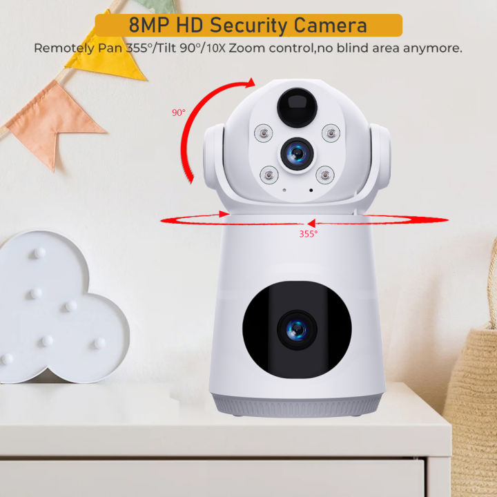 V380 8MP HD Wireless CCTV Battery Powered Wifi Camera Night Vision 360 ...