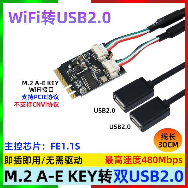 Dual Port USB 2.0 Expansion Card M2 WIFI NVME TF Adapter Line Transfer ...