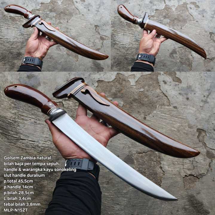 Golok sembelih baja per super tajam kayu sonokeling natural | Lazada ...