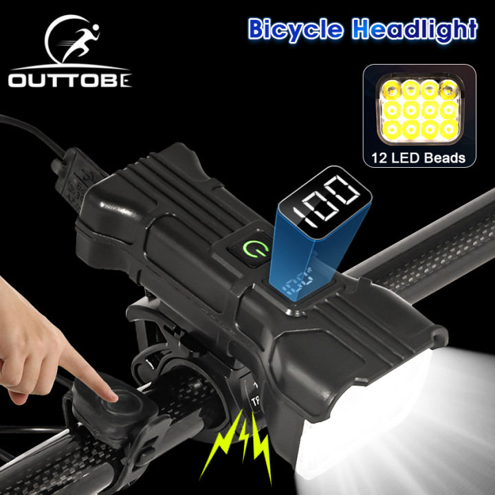 Outtobe Bicycle Lamp Cycling Headlight Horn Multiple Lamp Beads Digital ...