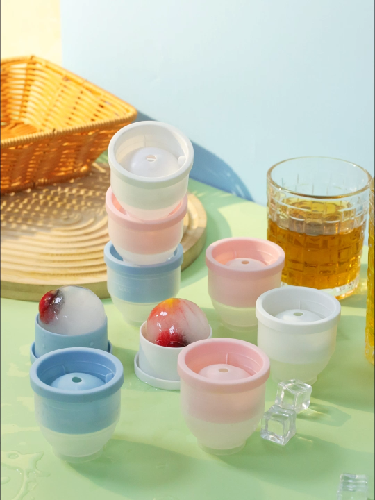 5Pcs Round Ice Cube Molds, Silicone Sphere Ice Mold Maker, Stackable ...