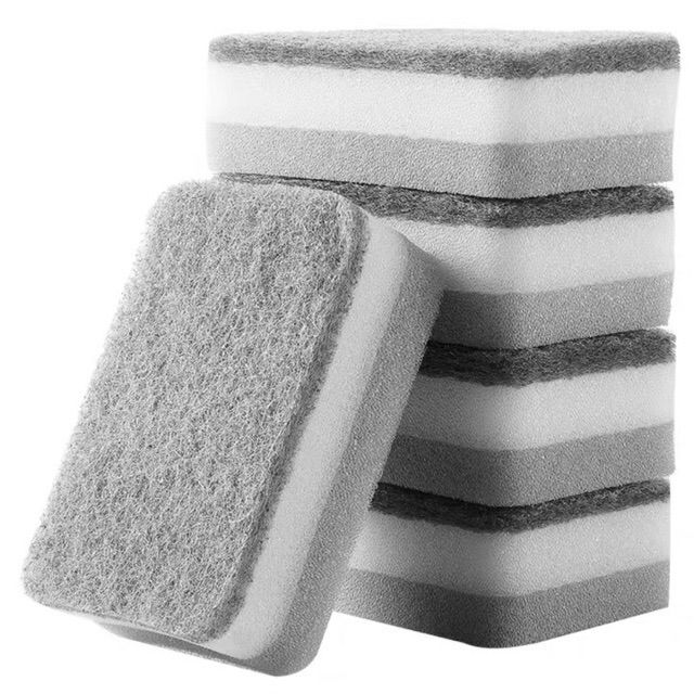 Double-sided Pot Sponge Scouring Bowl Magic Sponge Scouring Pad 5pcs ...