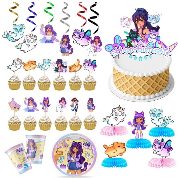 Cartoon Anime Aphmau Birthday Party Decoration Latex Balloon Cake ...