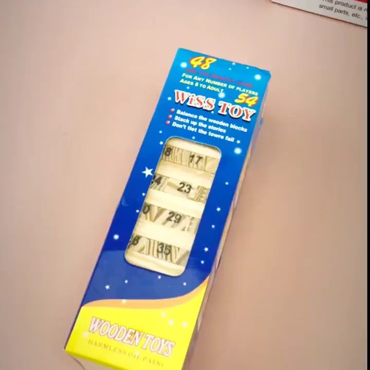 54PCS Kids Wooden Block Stack Building Block Toys Wood Toys Game Stack ...