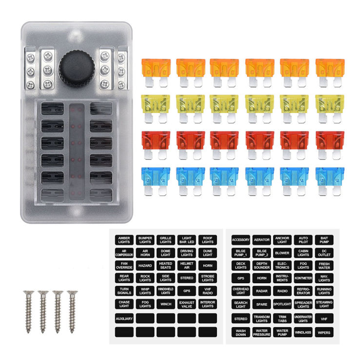 6 Way 12 Way Fuse Box Plastic Cover Blade 12V 32V Fuse Holder RV ...