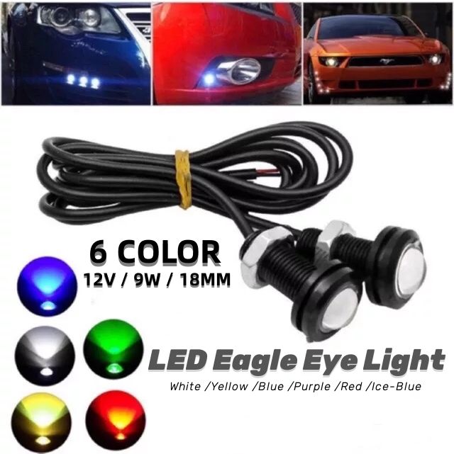 1pcs 18MM 9W Car Motorcycle LED Eagle Eye Light Car Fog DRL Day time ...