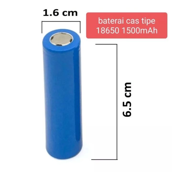 18650 | Baterai cas biru polos tipe 18650 1500mAh baterai senter ...