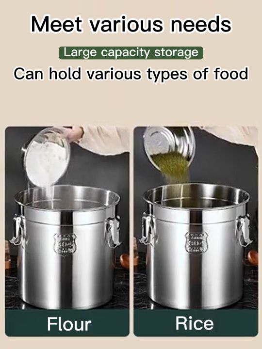 304 metal seal stainless steel stock pot Rice bucket food storage ...