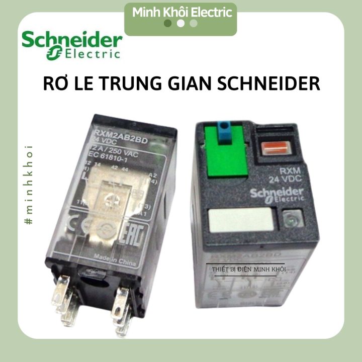 Rơ Le Trung Gian Schneider Kèm Đế 8 Chân Và 14 Chân Rxm4lb2p7 Relay