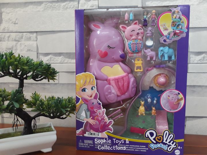 Mattel Polly Pocket Mama and Joey Kangaroo Purse Playset-Mainan ...