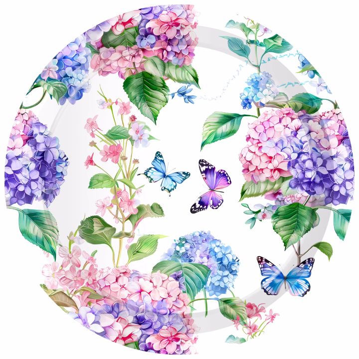 Hydrangea Floral Purple Party Disposable Tableware Sets Paper Plates ...