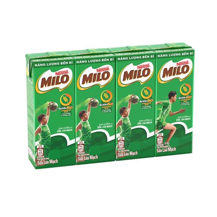 combo 4 hộp sửa milo lúa mạch 180ml đậm đặc thơm ngon giàu chất dinh ...
