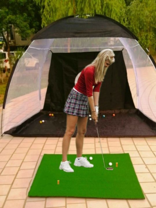 Indoor Outdoor Golf Ball Practice Net Swing Trainer with Pad Golf ...