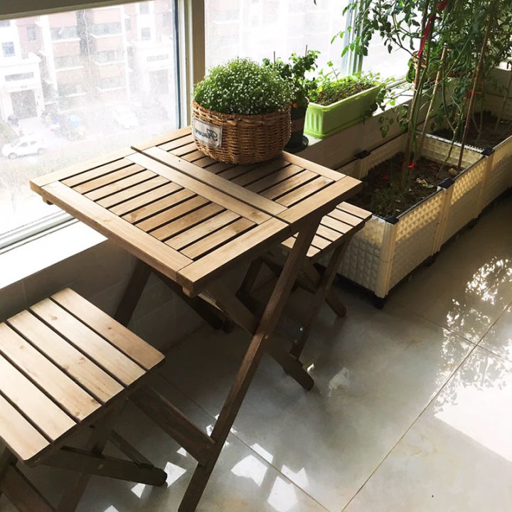 Balcony Wooden Table Small Table and Chair Folding Table Outdoor Table ...