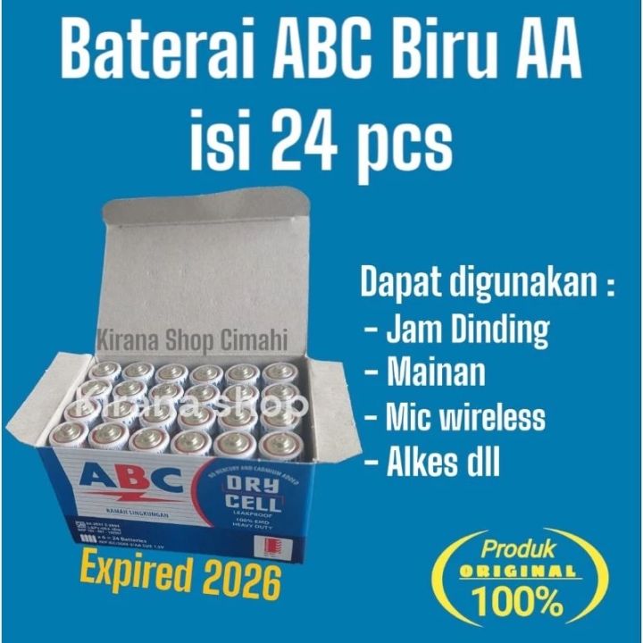 Baterai ABC Biru AA A2 DRY CELL 1,5 V ( 1 Boks isi 24 pcs) | Lazada ...
