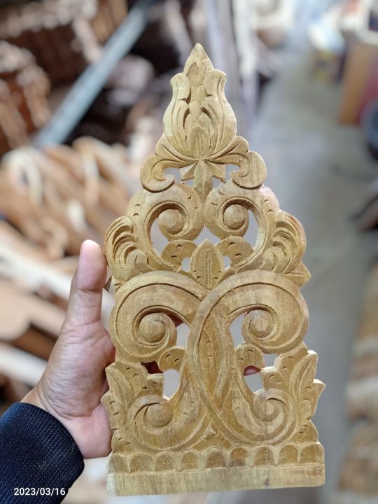 Ukiran Tempel Soko Tiang Rumah Kayu Jati Khas Jepara Ukuran 30 x 15 ...