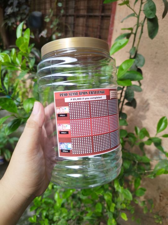 ALKANSYA (ipon challenge clear jar alkansya )coins bank Security Money ...
