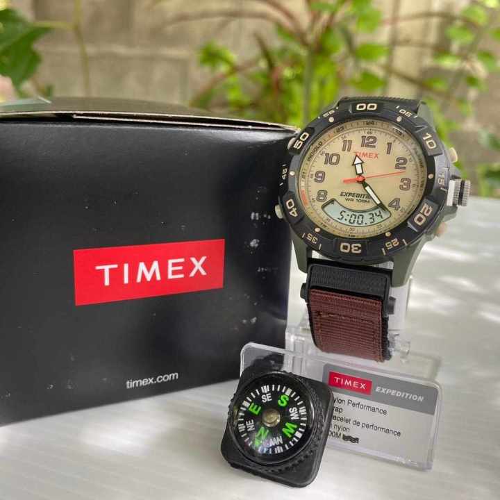 Timex รุ่นT45181 สองระบบ ทน กันน้ำ ของแท้ 💯 แถมเข็มทิศ 1อัน | Lazada.co.th