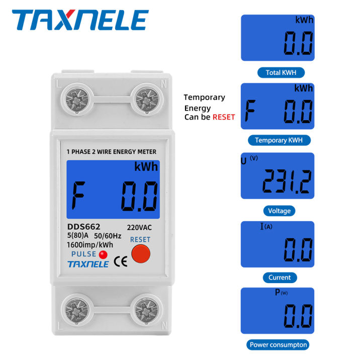 Single Phase Two Wire LCD Digital Display Wattmeter Reset Zero Energy ...