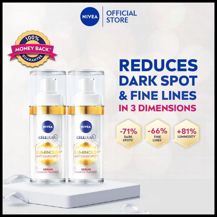 [Twin Pack] NIVEA Face Luminous 630 Anti Dark Spot Gold Serum 2x30 ml ...