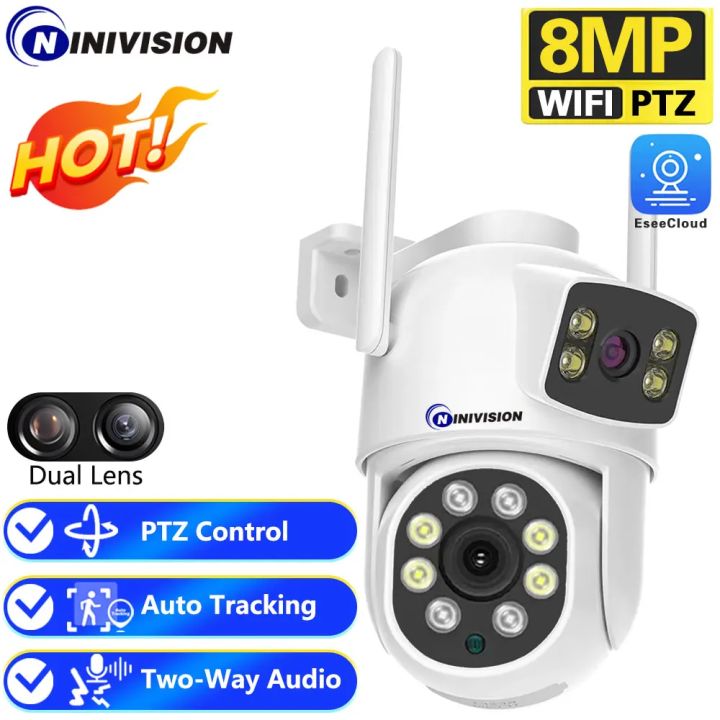 EseeCloud 4K 8MP Dual Lens Dual Screens Mini Wireless PTZ Camera Two ...