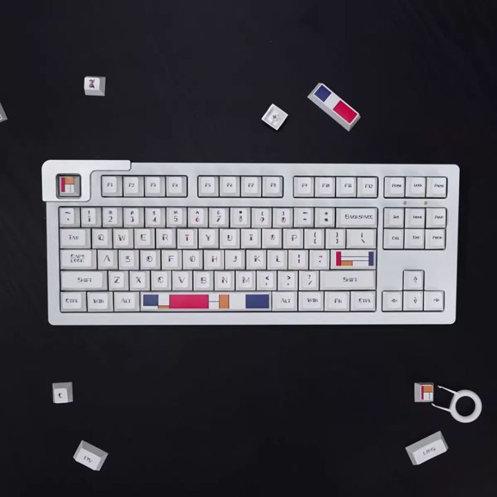 【Keycap Only】Minimalist White Mondrian Mechanical Keyboard Keycap 142 ...