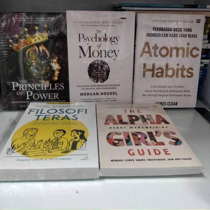 Paket 5 buku the principles of power, the psychology of money, atomic habits, filosofi teras ...