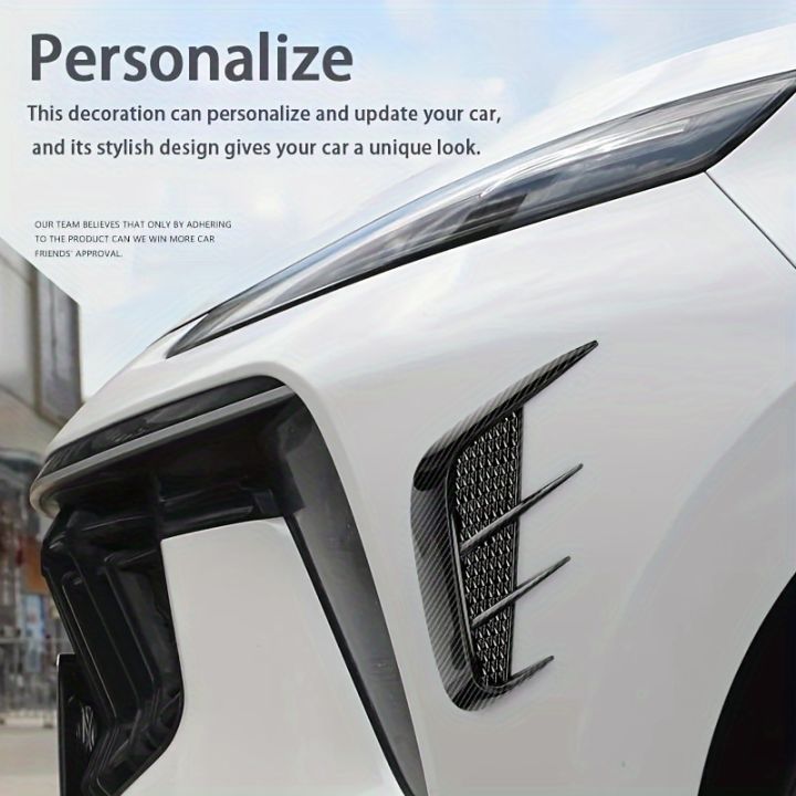 2pcs Universal Car Air Flow Fender Hood Intake Vent Cover Trim Carbon ...