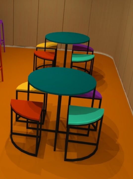 Meja bulat set 4 kursi Multipleks kombinasi besi hollow galvanis ...