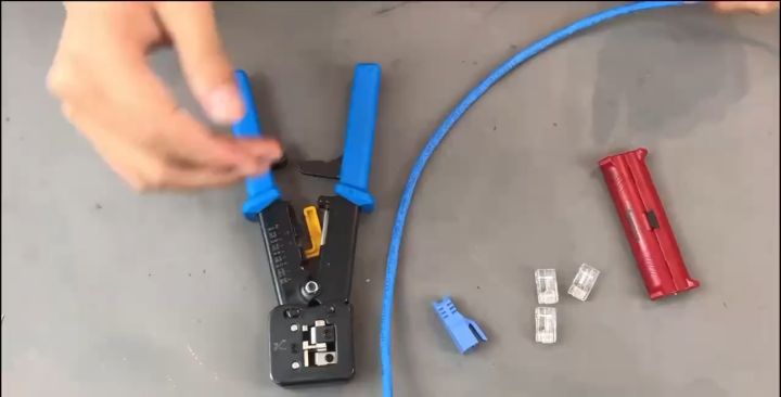 RJ45 Crimp Tool Pass Through CAT5 CAT5E CAT6 Crimper Cutter Stripper ...