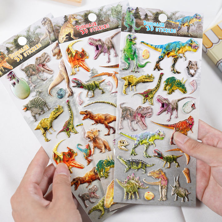 Realistic Dinosaur Stickers T-Rex Velociraptor 3D Animal Reward ...