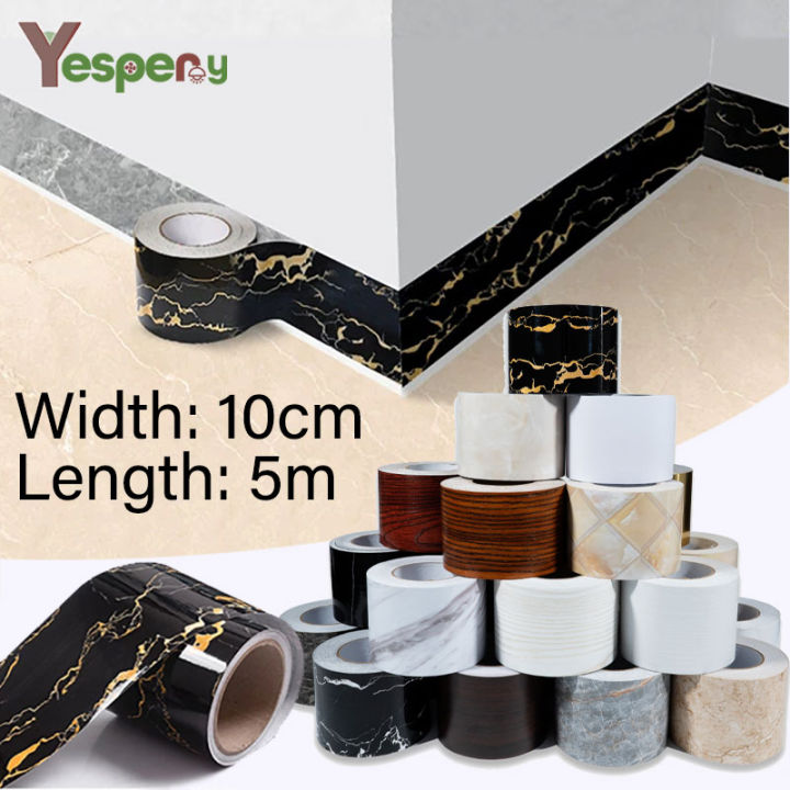 YESPERY 5M Self-Adhesive Baseboard Waterproof Living Room Bathroom ...
