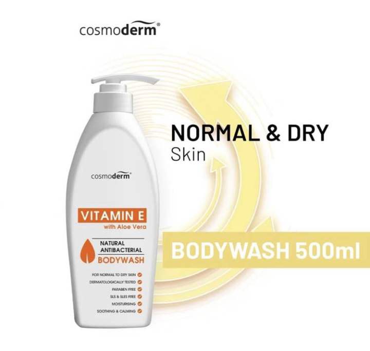 COSMODERM Antibacterial Vitamin E Body Wash 500ml Expiry date: Oct 2025 ...