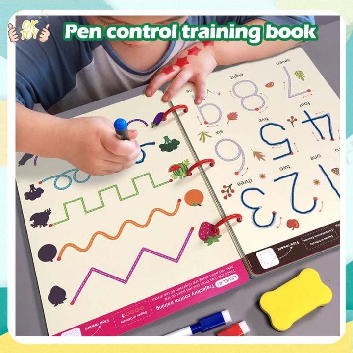 3 Designs--Kids Tracing Line pen control training book Preschool ...